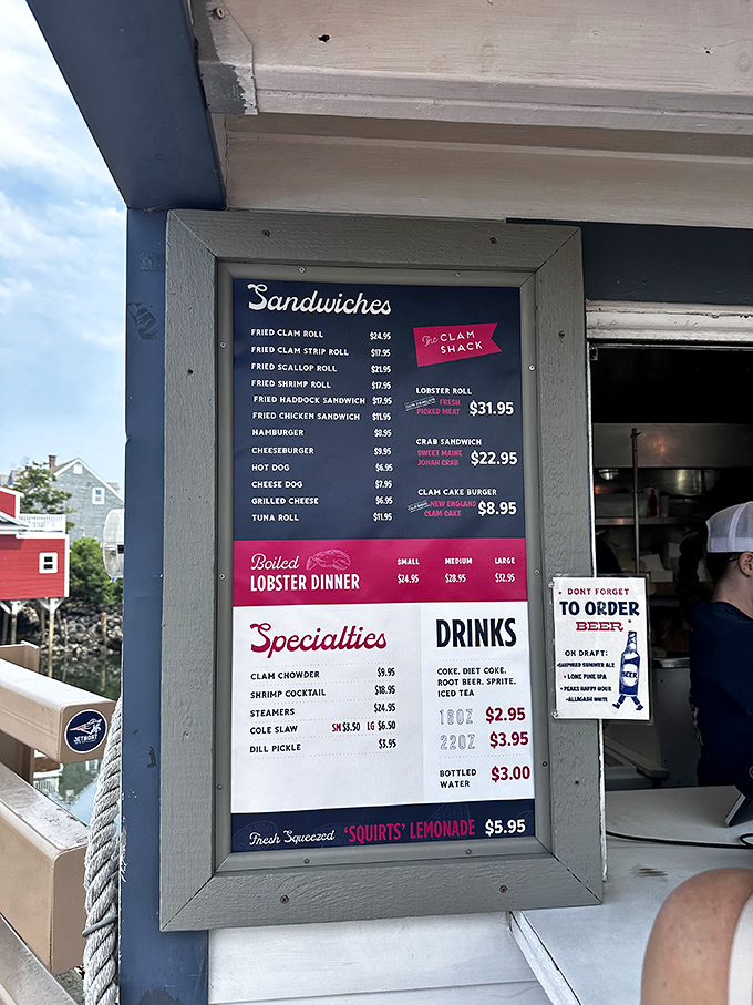 Decisions, decisions! This menu is a treasure map to culinary bliss. X marks the spot for lobster rolls and fried clams.