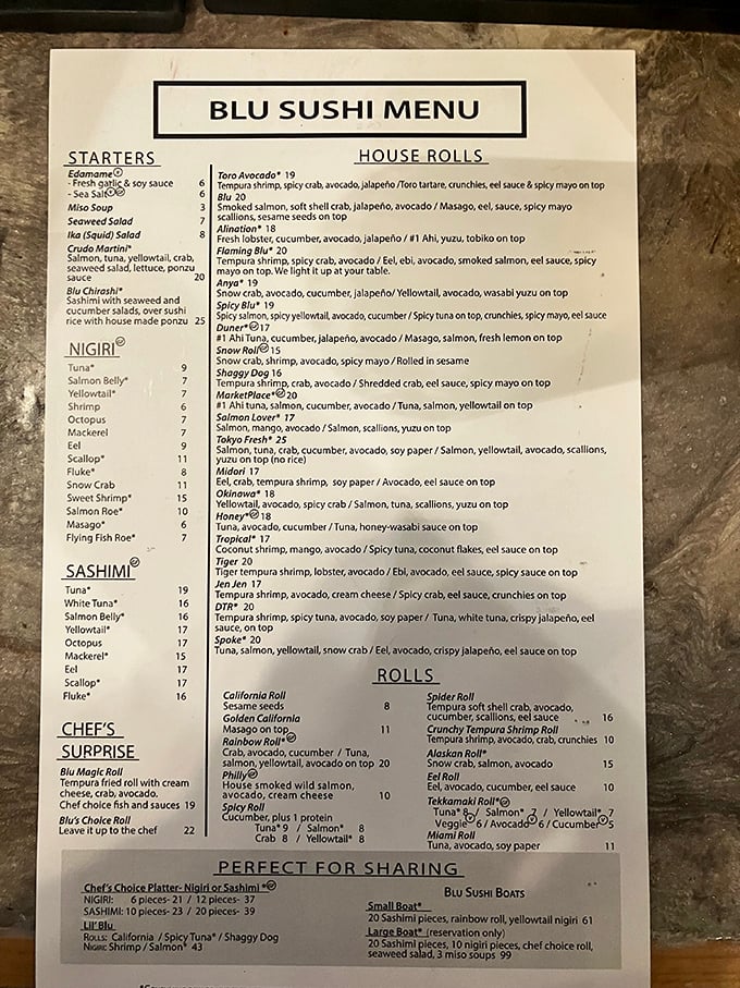 "Decisions, decisions! This menu is like a treasure map of oceanic delights. Pro tip: Close your eyes and point &ndash; you can't go wrong here."