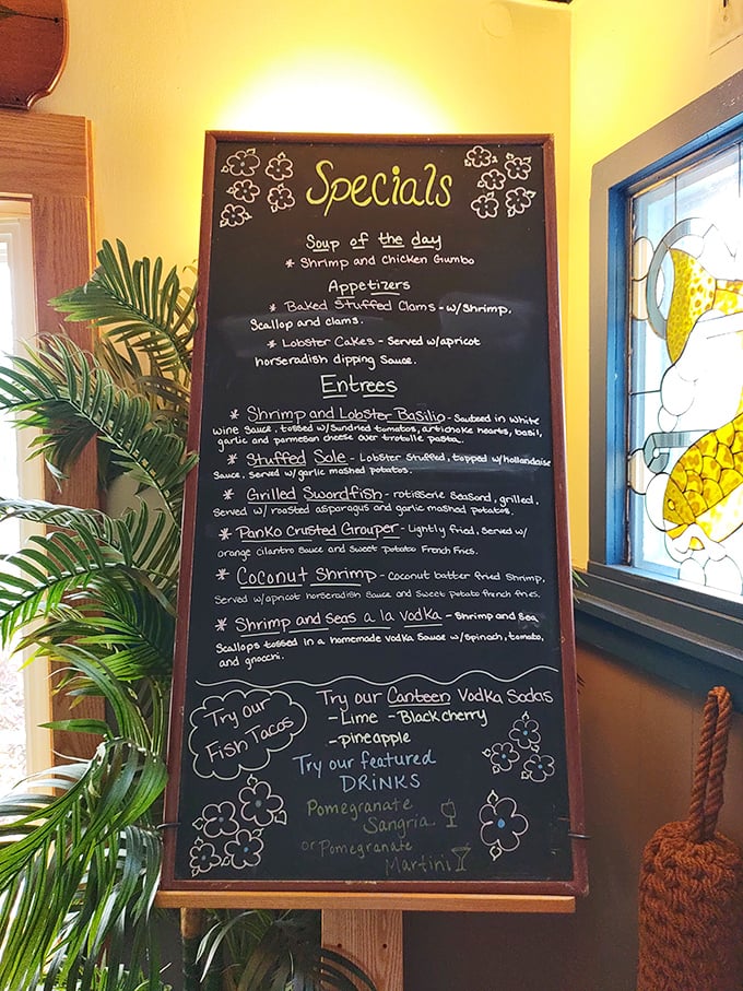 Decisions, decisions! This menu board is a treasure map of oceanic delights. X marks the spot for your taste buds' next adventure.
