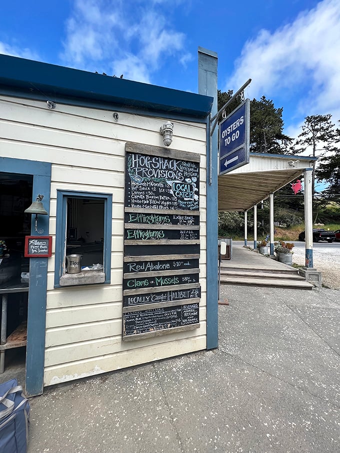 Oysters and more, oh my! This menu board is a siren song of seafood, calling to hungry sailors and landlubbers alike.