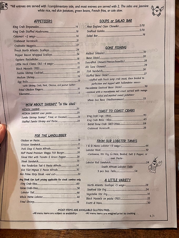 Decisions, decisions! This menu is a siren song of oceanic delights. Pro tip: Bring your reading glasses and an empty stomach.