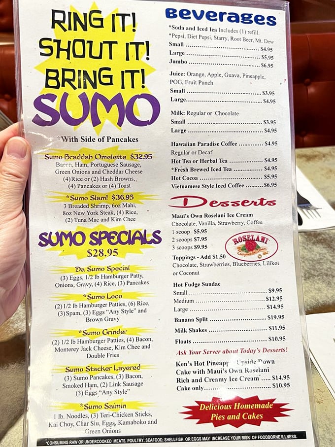 Behold, the War and Peace of breakfast menus! From Sumo-sized challenges to delicate pancake stacks, Ken's offers an epic tale of gastronomic proportions.