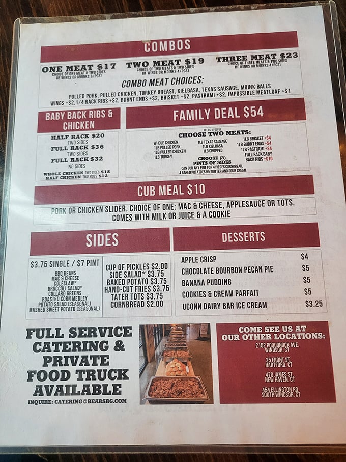 Decisions, decisions! This menu is a carnivore's dream come true. Better loosen that belt now, folks.