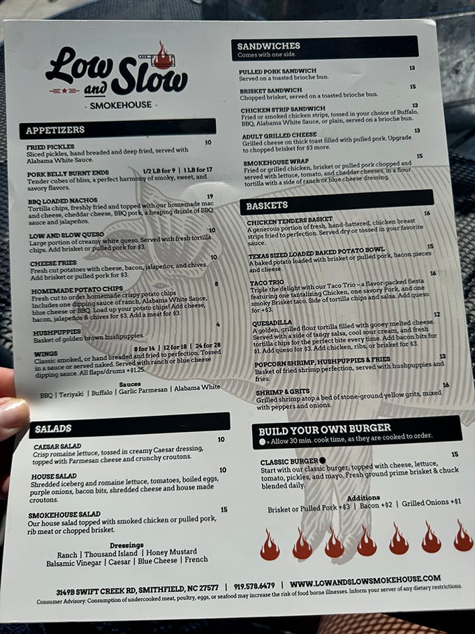 Behold, the sacred text of smoky delights! This menu is a love letter to all things barbecue, with a few twists to keep your taste buds on their toes.