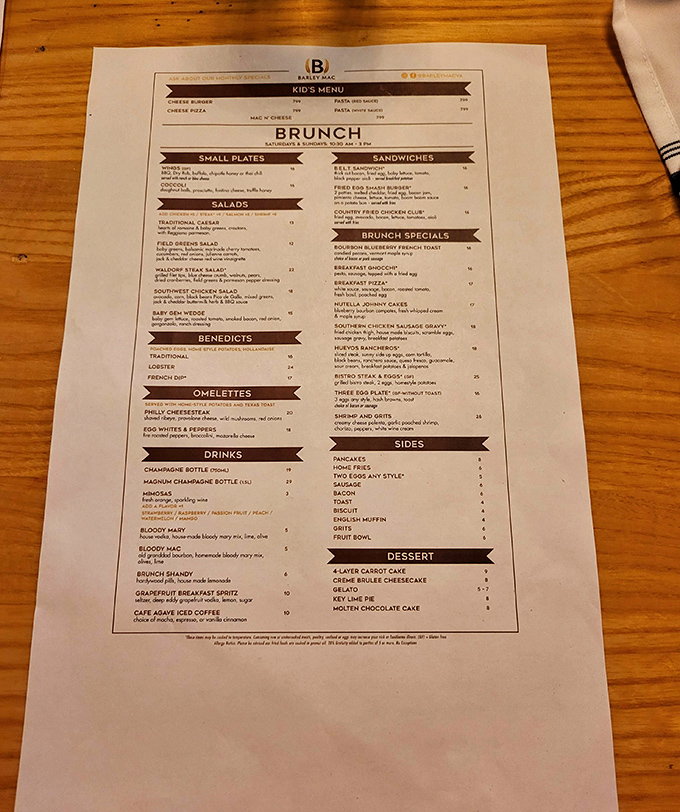 A brunch menu that solves the eternal breakfast-or-lunch dilemma by saying, "Why not have both?" Mimosas included, naturally.