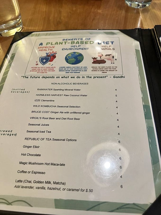 This isn't just a menu&mdash;it's a manifesto for delicious living that Gandhi himself would approve of, complete with Magic Mushroom Maca-late.