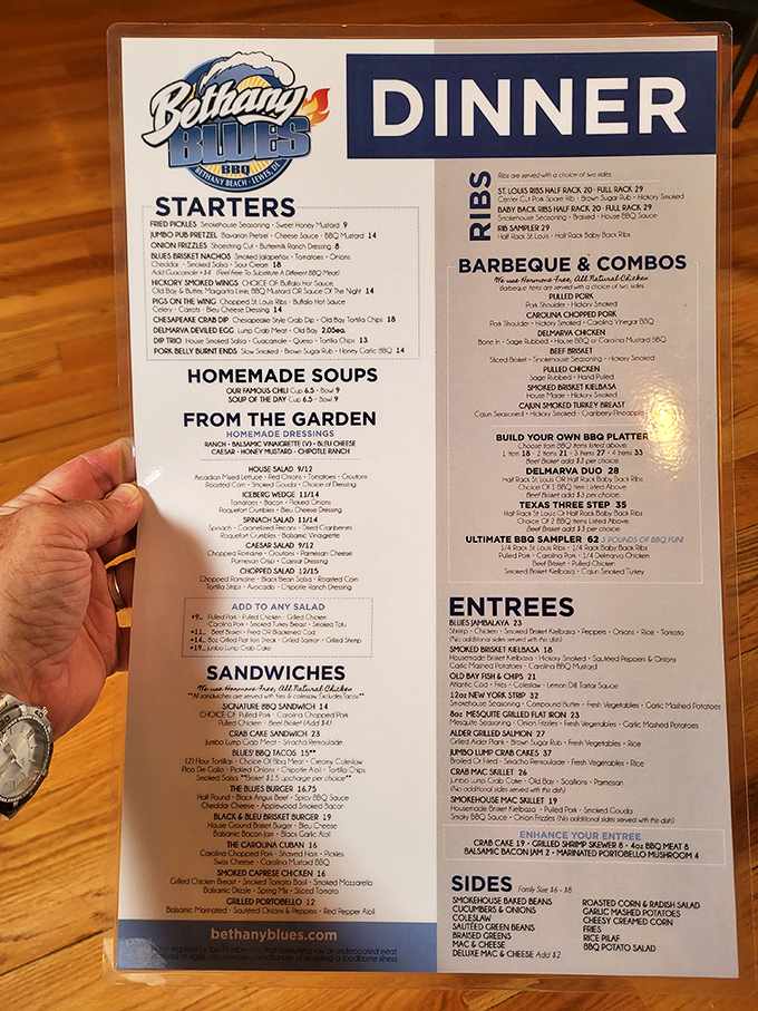 A menu that reads like a love letter to American BBQ traditions, offering a grand tour of regional styles without requiring you to fill your gas tank.