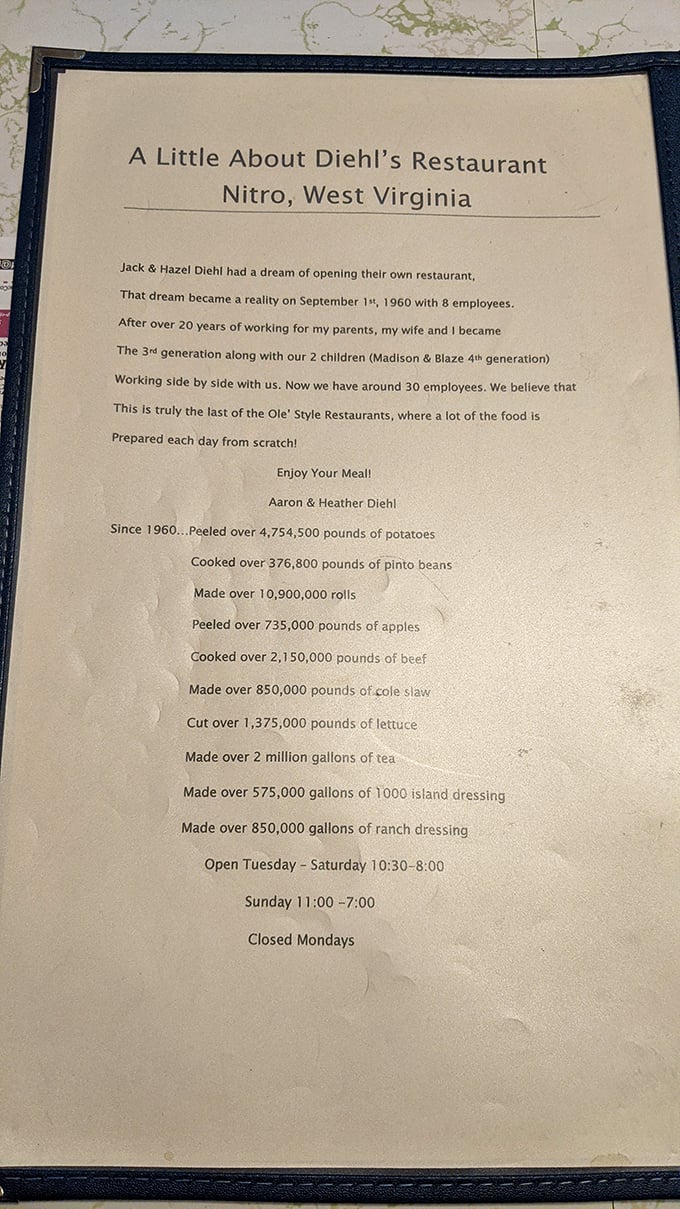 A menu that tells a story: 60 years of peeling potatoes, brewing tea, and crafting memories, one meal at a time.