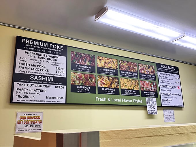 Decisions, decisions! This menu board is like a treasure map for your taste buds, each option more tempting than the last.