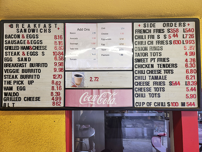 Decisions, decisions! This menu board is a roadmap to culinary bliss, with prices that won't break the bank.