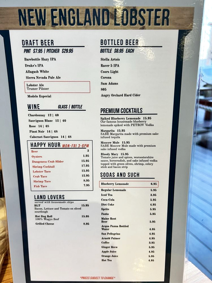 Decisions, decisions! This menu is a treasure map of oceanic delights that would make even Poseidon's mouth water.