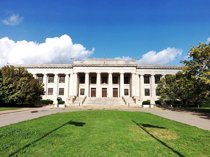 "Columns of Knowledge: Temple of Scottish Rite" This grand edifice looks like it could house the secrets of the universe... or at least some really fancy meetings.