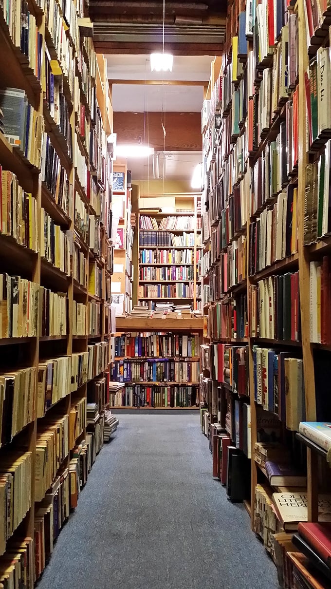 Neat freak's nightmare or organized chaos? These meticulously arranged shelves are like a real-life game of literary Tetris.