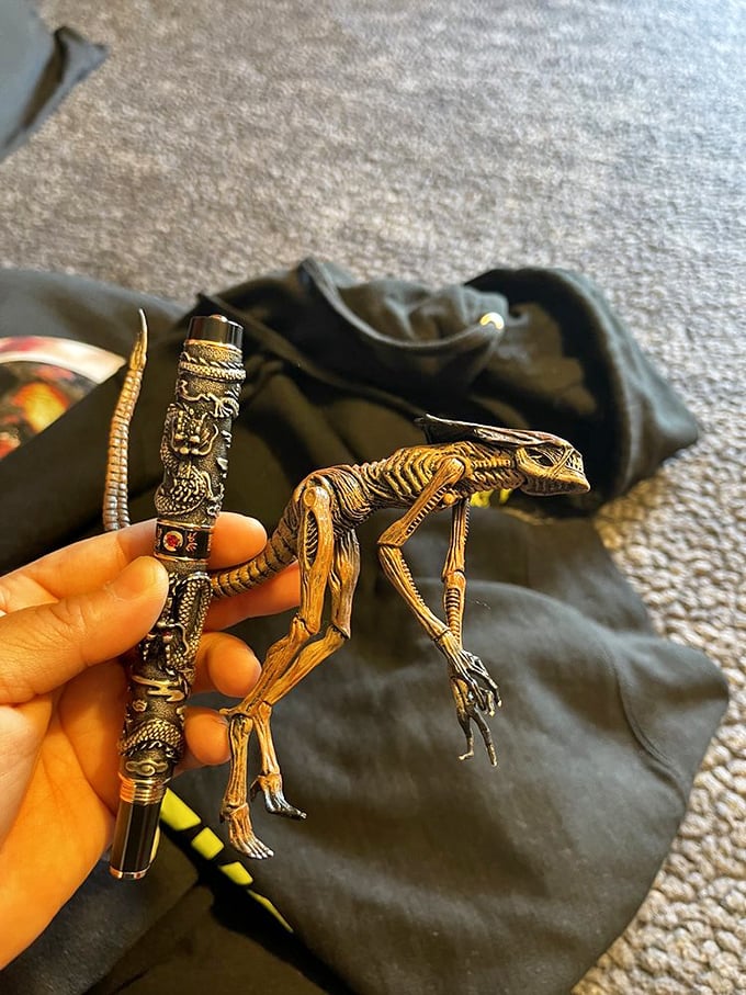 Indiana Jones, eat your heart out! This prehistoric pen pal and mystical writing instrument are the stuff of thrift store legend.