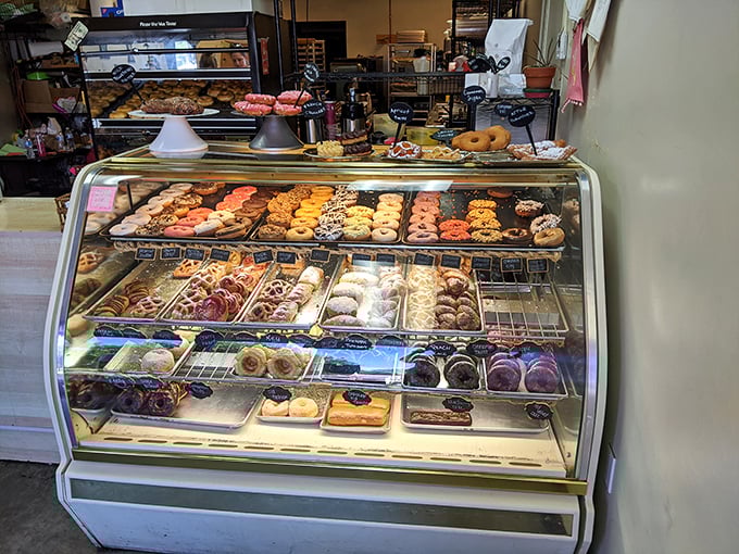 Decisions, decisions... This display case is the adult version of a kid in a candy store. Prepare for some serious donut FOMO!