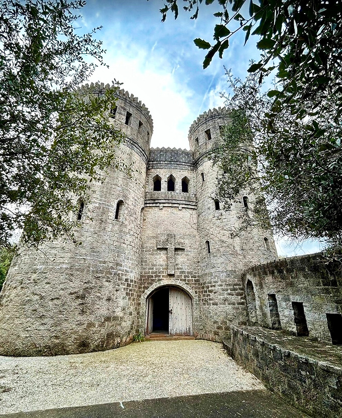 "Knock knock." "Who's there?" "Drawbridge." "Drawbridge who?" Just kidding, there's no moat &ndash; but this entrance is still fit for royalty!