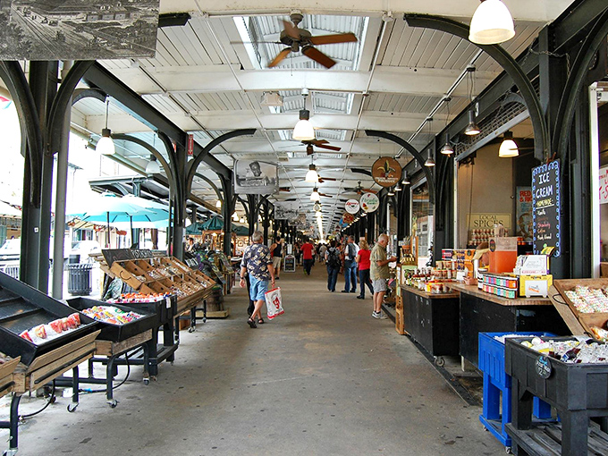 Down the rabbit hole we go! This bustling corridor is where treasure hunters and foodies alike find their bliss.