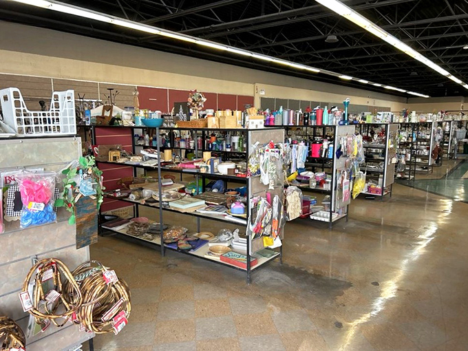 Behold the labyrinth of pre-loved goodies! It's like your eccentric aunt's attic, but with better organization.