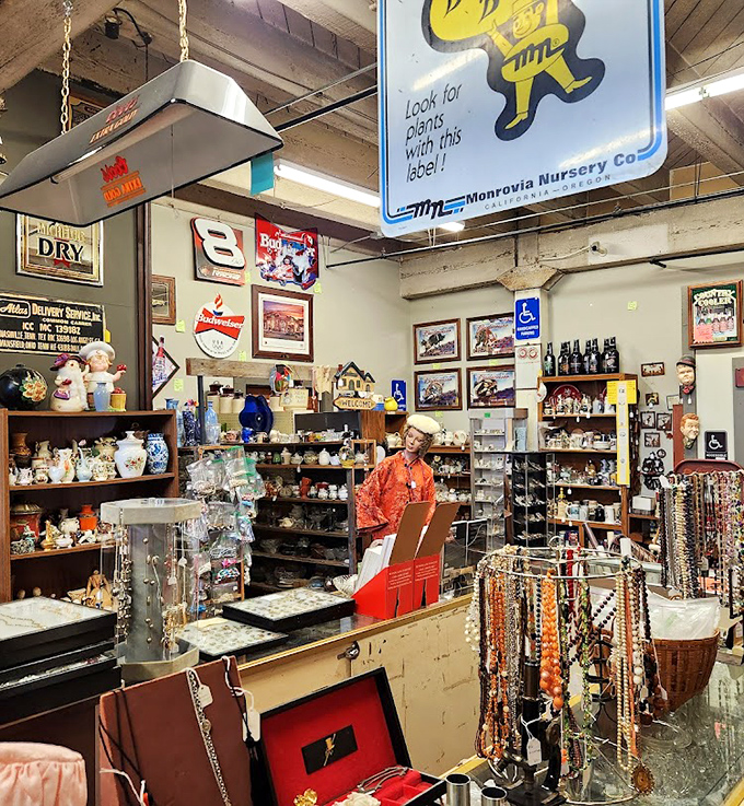 Imagine if your eccentric great-aunt's attic exploded... in the best way possible. Welcome to antique heaven, where nostalgia reigns supreme!