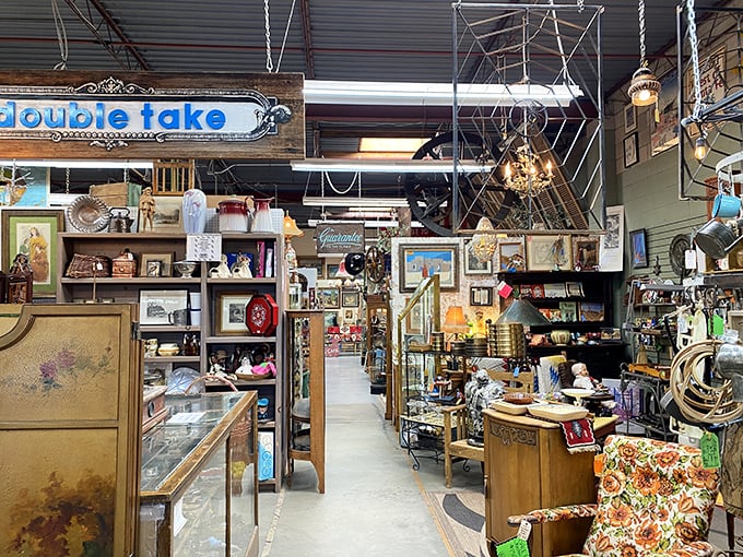 "Double take" indeed! This aisle is a feast for the eyes, where every turn reveals another era's forgotten gems waiting to be rediscovered.