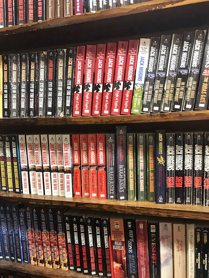 Spy novels galore! Jack Higgins' thrillers stand at attention, ready to whisk you away on heart-pounding adventures across the globe.