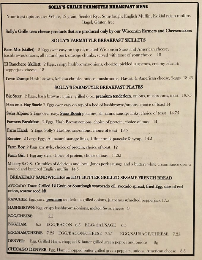 Behold, the sacred text of Solly's! This menu isn't just a list; it's a roadmap to gastronomic nirvana. Choose your own butter-soaked adventure.