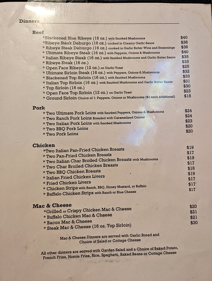 Behold, the menu of meaty dreams! From blackened blue ribeye to Italian chicken livers, this list is a carnivore's choose-your-own-adventure.