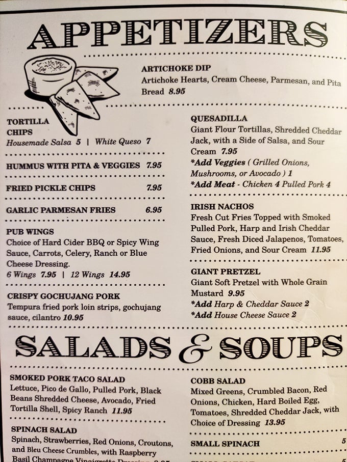 Menu madness! From artichoke dip to Irish nachos, this appetizer lineup is like a culinary United Nations of comfort food.