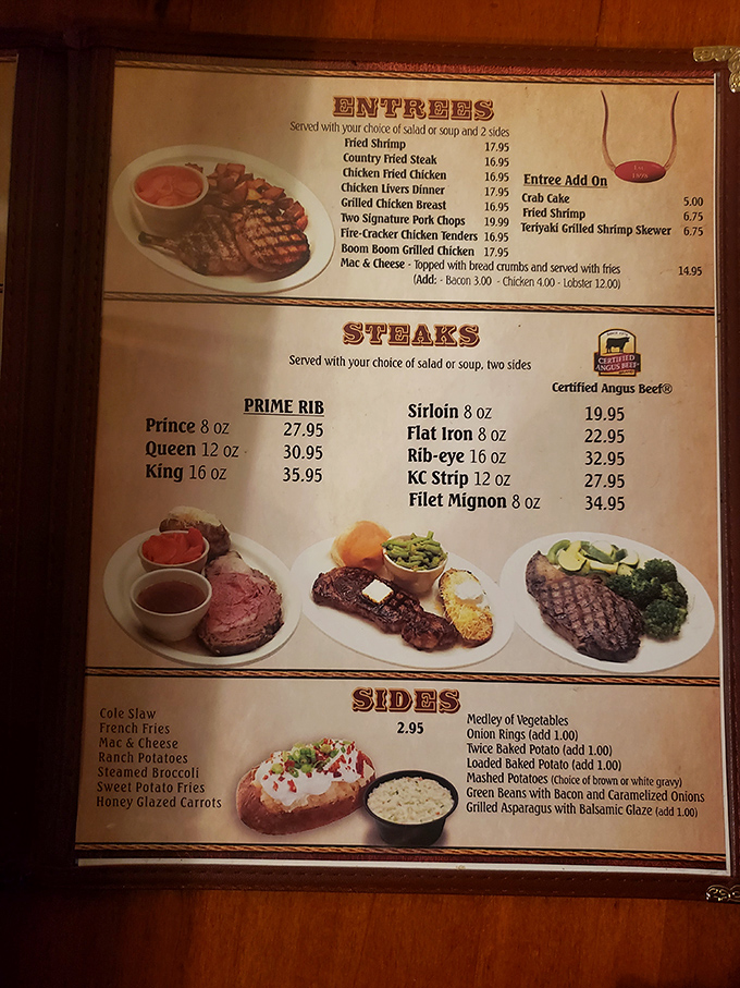 Menu, oh my! From princely portions to kingly cuts, this steak selection is enough to make a vegetarian reconsider their life choices.