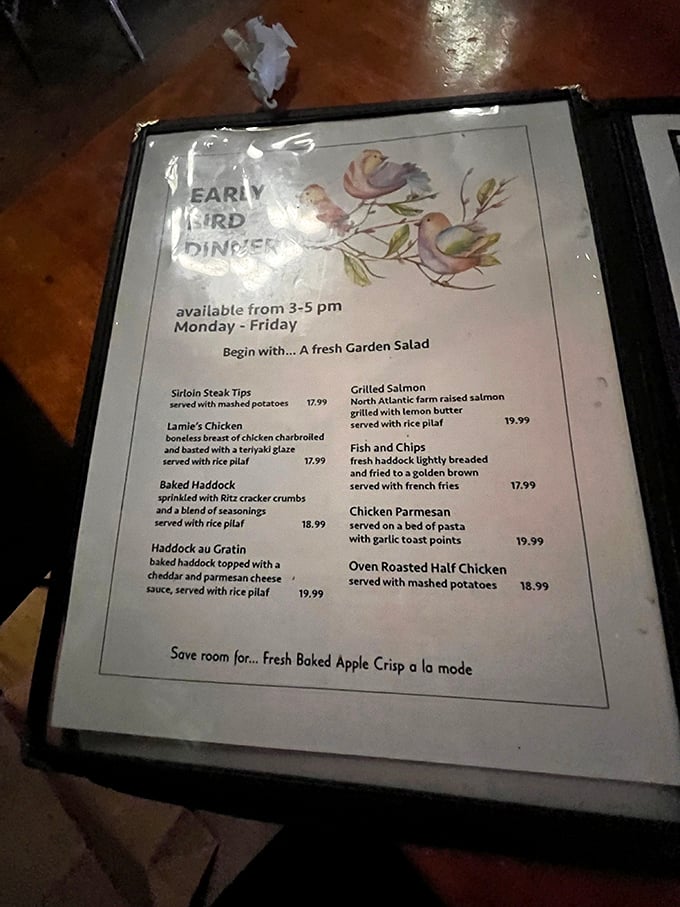 Early bird gets the... prime rib? This menu is a roadmap to flavor town, with options that'll make your taste buds do a happy dance.