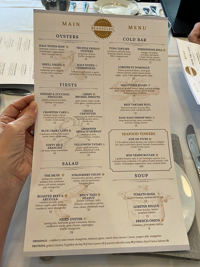 Decisions, decisions! Beausoleil's menu is like a treasure map for your taste buds. X marks the spot for flavor gold!