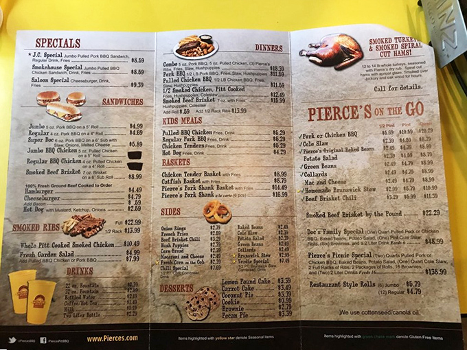 Decisions, decisions! Pierce's menu is a mouthwatering roadmap to flavor town, with options that'll make your taste buds do a happy dance.