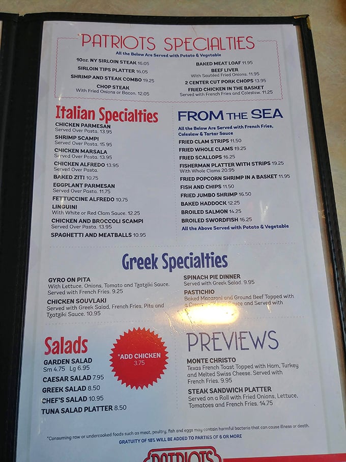 Menu, menu on the wall, who's the hungriest of them all? Patriots' offerings are a delicious trip down memory lane, with enough options to satisfy any appetite.