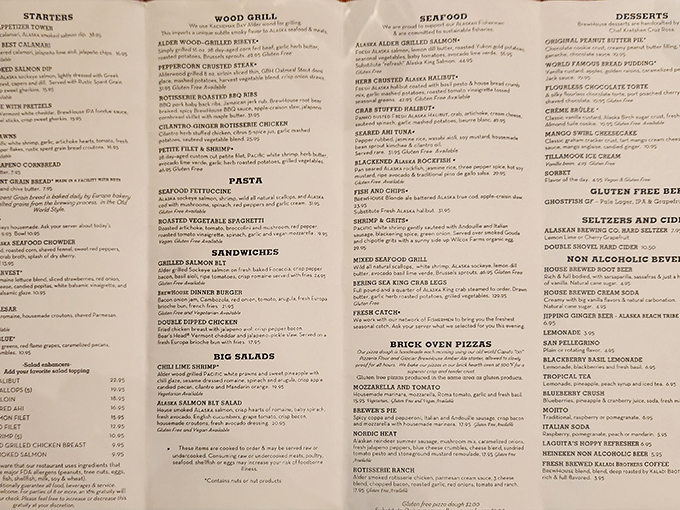 A menu that reads like an Alaskan adventure novel. Each dish promises a journey through the Last Frontier's finest flavors.