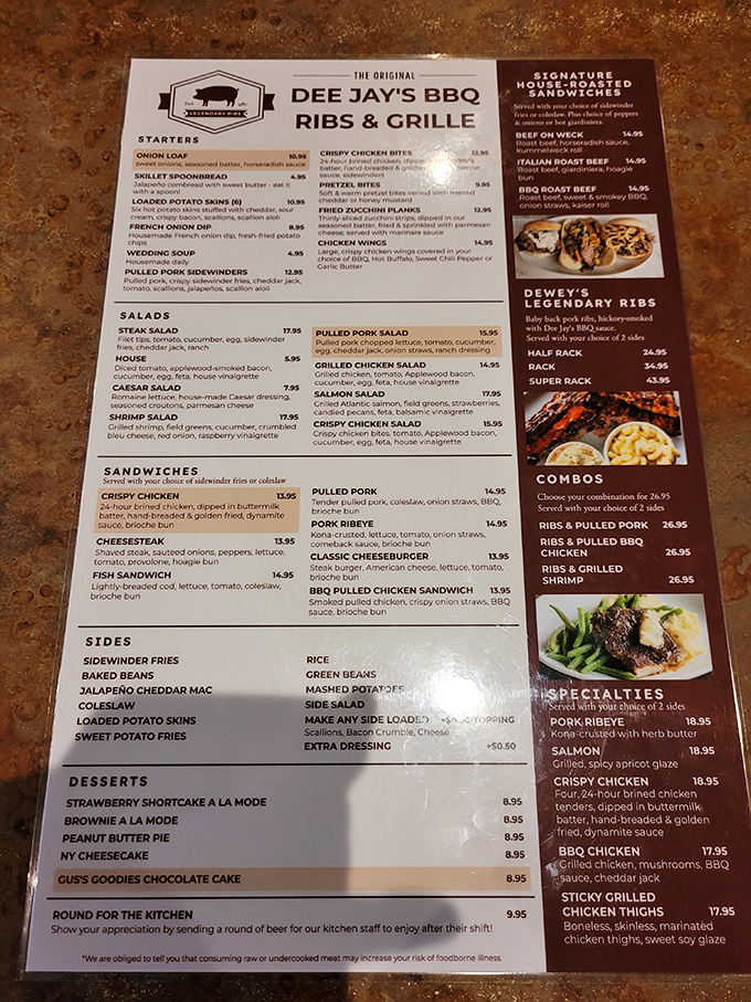 Menu, menu on the wall, who's the fairest feast of all? Dee Jay's offerings read like a love letter to carnivores everywhere.