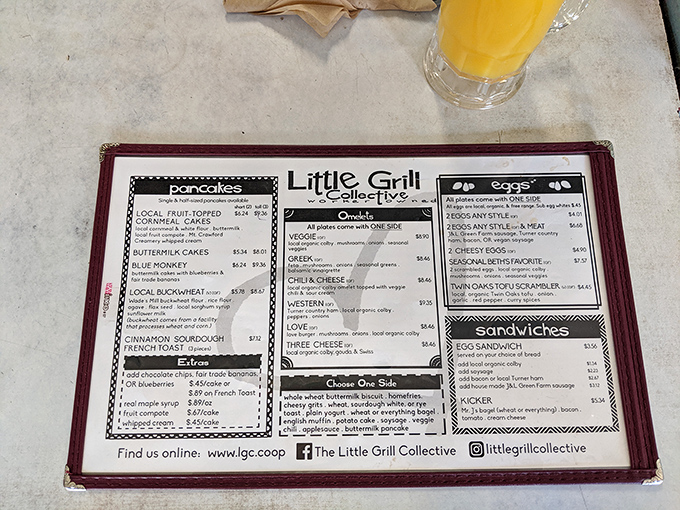 Behold, the sacred text of morning bliss! This menu is like a love letter to breakfast, written in the language of pancakes and eggs.