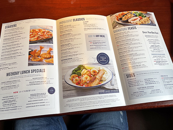A treasure map of flavors: Red Lobster's menu is a siren song of seafood delights. Warning: May cause spontaneous drooling and indecision.
