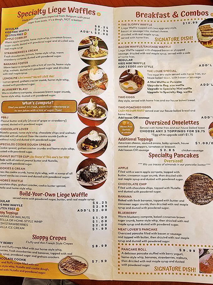 Decisions, decisions! This menu is a treasure map of breakfast delights that'll have you planning your next visit before you've even ordered.
