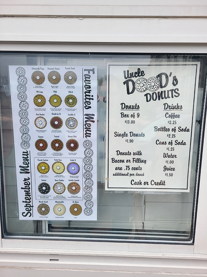Decisions, decisions! Uncle Dood's menu is a treasure map of flavors that'll have you plotting your next donut adventure.