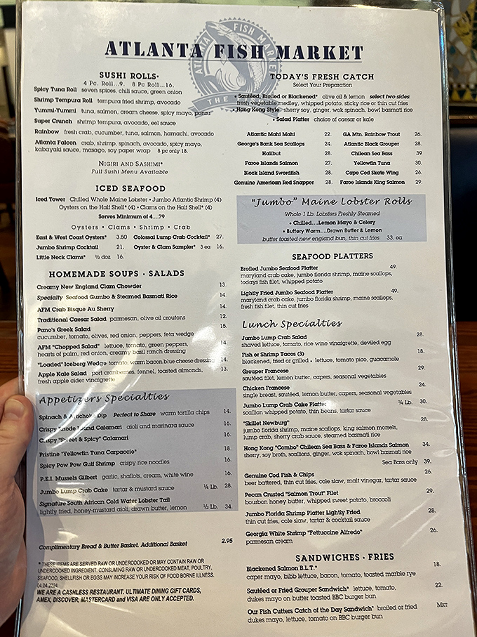 A menu that reads like a "Who's Who" of the underwater world. Decisions, decisions!
