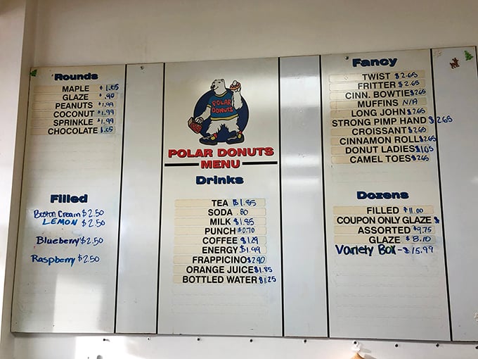 Behold, the menu of dreams! From "Strong Pimp Hands" to "Camel Toes," these aren't your grandma's donuts... unless she's incredibly cool.