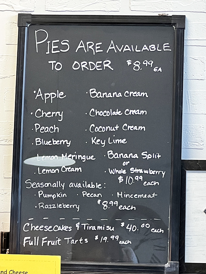 Pie paradise awaits! This chalkboard menu is a roadmap to flavor town, with options that'll make your taste buds do a happy dance.