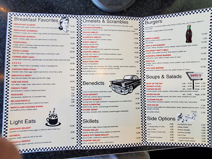 Decisions, decisions! This menu is like a roadmap to happiness, with each option more tempting than the last. Pro tip: bring your reading glasses and an empty stomach.