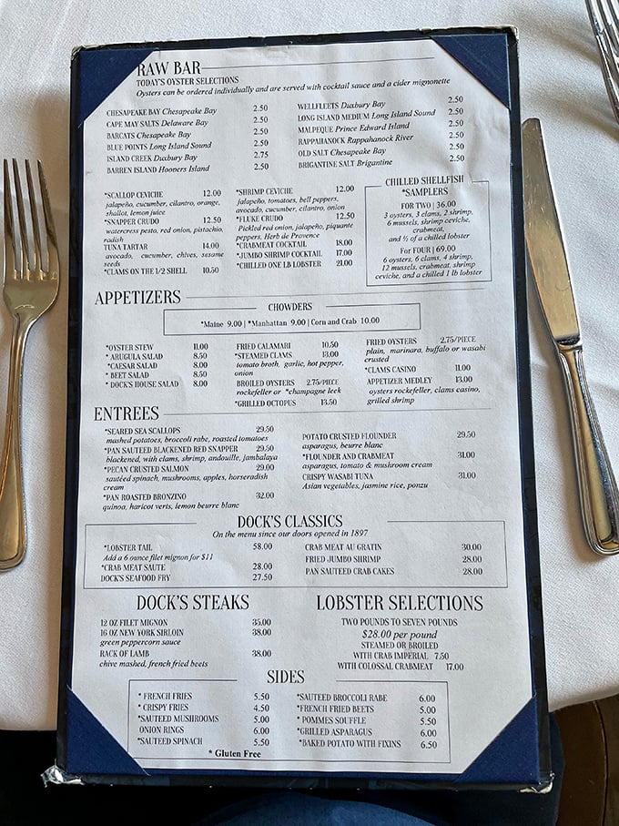 Behold, the treasure map of culinary delights! This menu is so packed with oceanic offerings, you half expect it to be printed on waterproof paper.