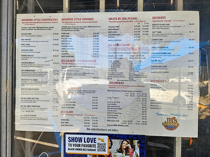 Decisions, decisions! This menu is a roadmap to barbecue bliss. Pro tip: Bring your appetite and a few friends to sample it all.