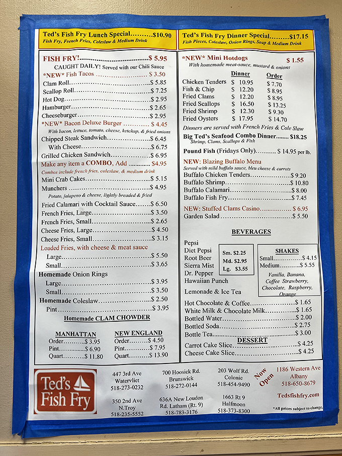 Decisions, decisions! Ted's menu is a smorgasbord of temptation that would make even a dietitian throw caution to the wind.