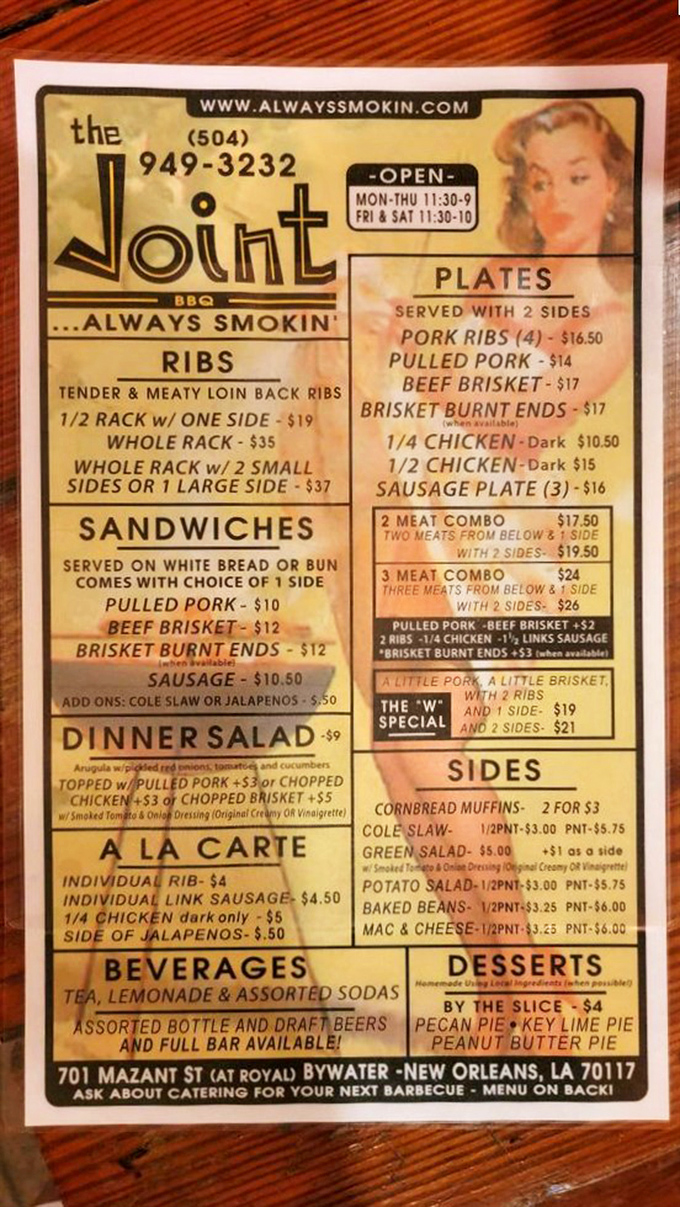 Decisions, decisions! The Joint's menu is a carnivore's dream, offering more options than a jazz band has instruments.