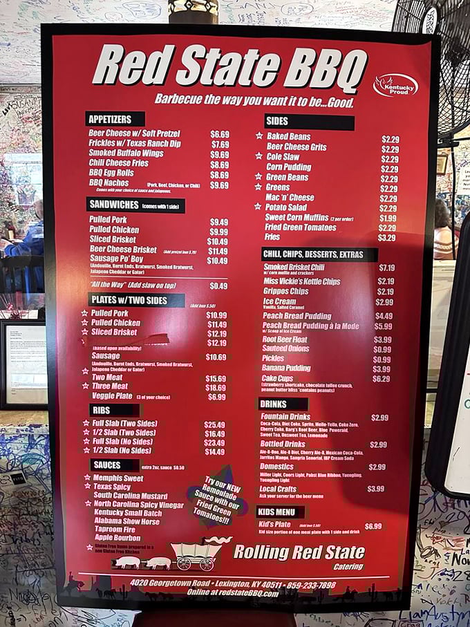 Decisions, decisions! This menu is a carnivore's dream and a vegetarian's nightmare. With options galore, you might need a BBQ sherpa to guide you through this meaty mountain of choices.