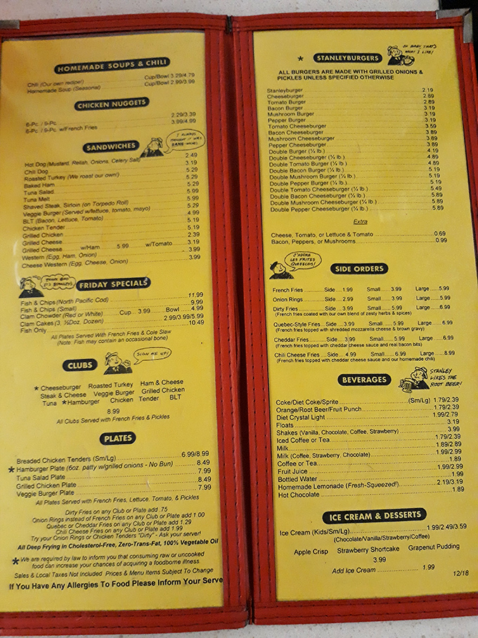 Decisions, decisions! Stanley's menu is a treasure trove of classic American fare that'll make your stomach growl louder than a Harley Davidson.