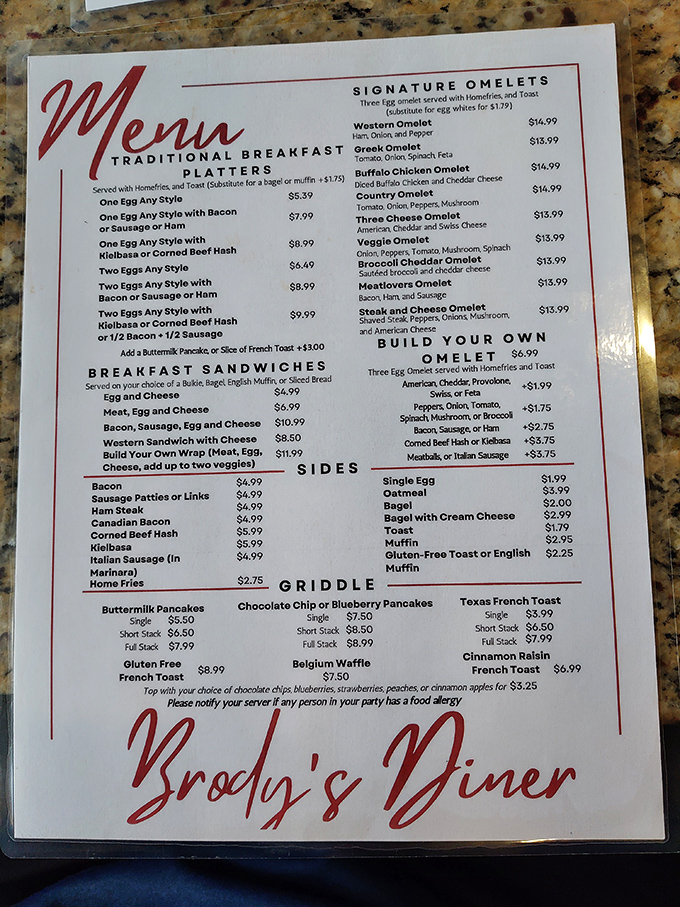 Decisions, decisions! This menu is like a greatest hits album of breakfast classics. Time to put on your eating pants!